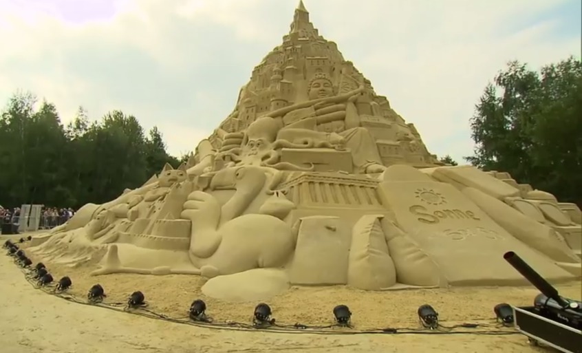 Multinational team create world's largest sandcastle studded with ...