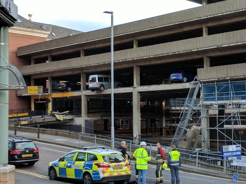 Vehicles left dangling after UK car park collapse - Global Construction ...