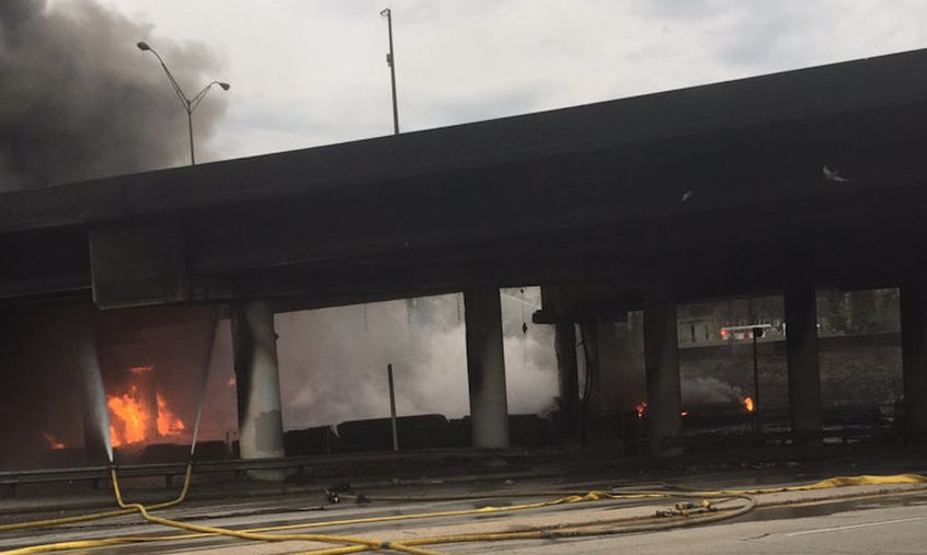 Major elevated highway in the US collapses in flames - Global ...