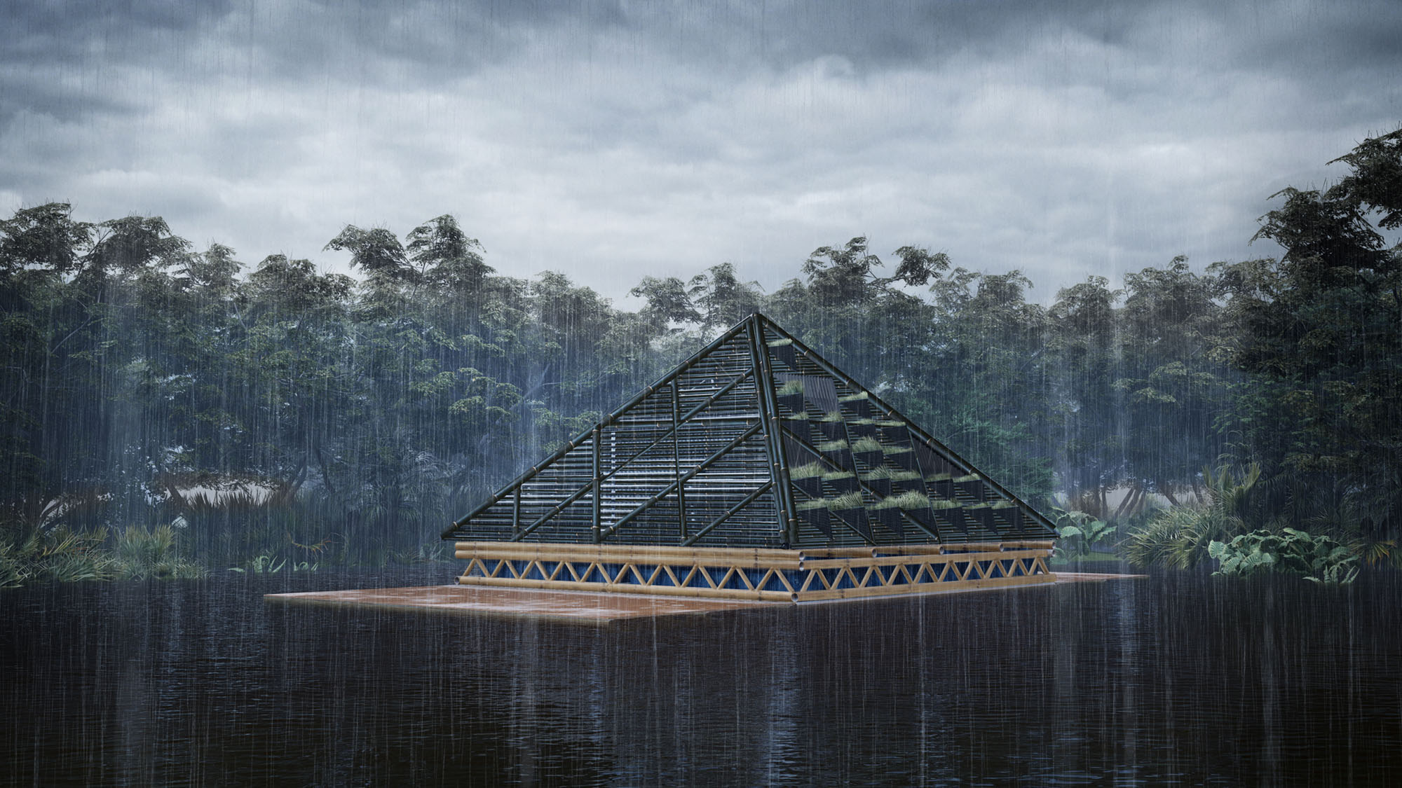Floating bamboo house can halve its size to cope with any disaster ...