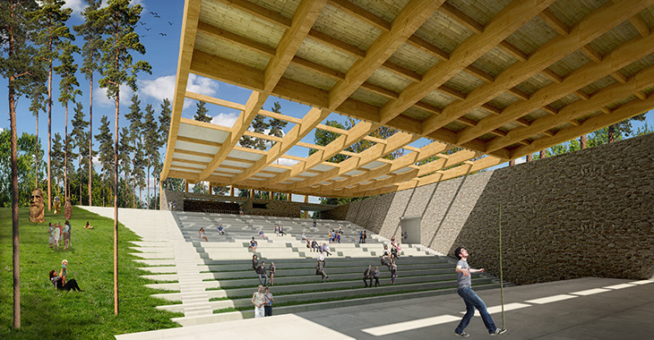 Portuguese architect designs "falling leaf" open air theatre in Ukraine ...