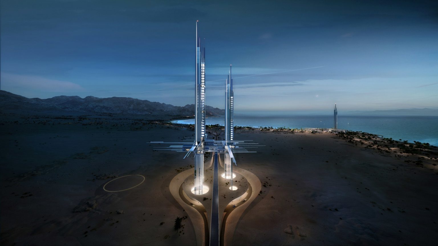 Saudi Arabia’s Neom plans two giant towers that rise in the desert like ...